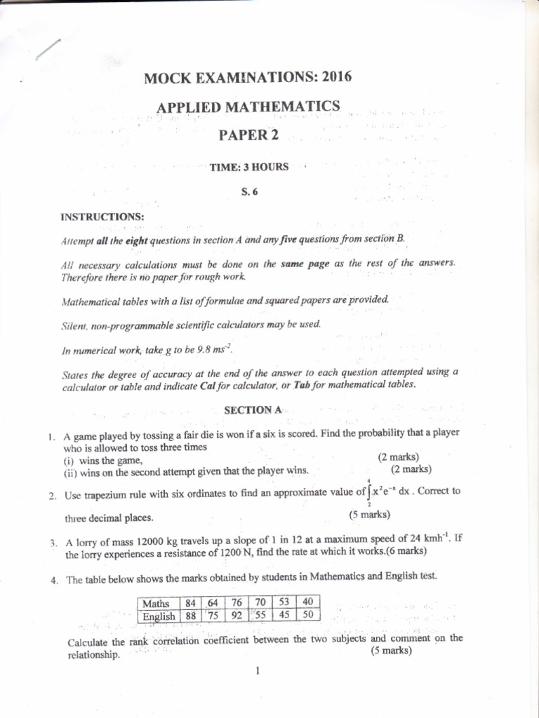 ALEVEL Math Pepr 2 Set 3 | PDF | Significant Figures | Force