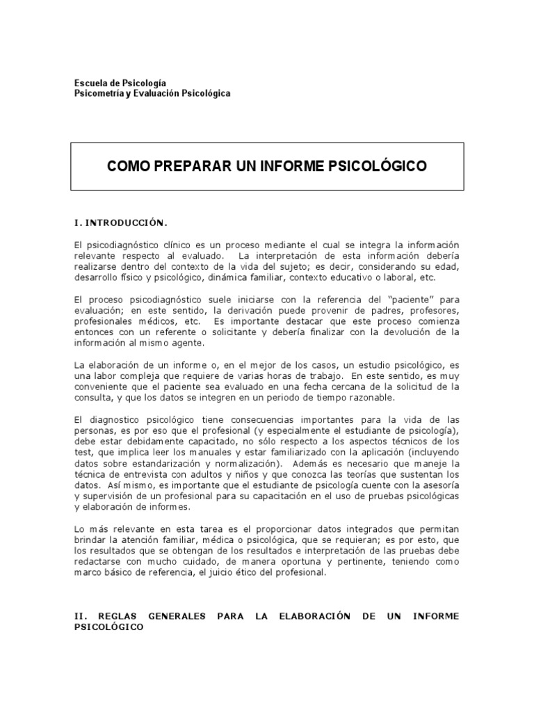 Como Preparar Un Informe Psicologico 1 | PDF