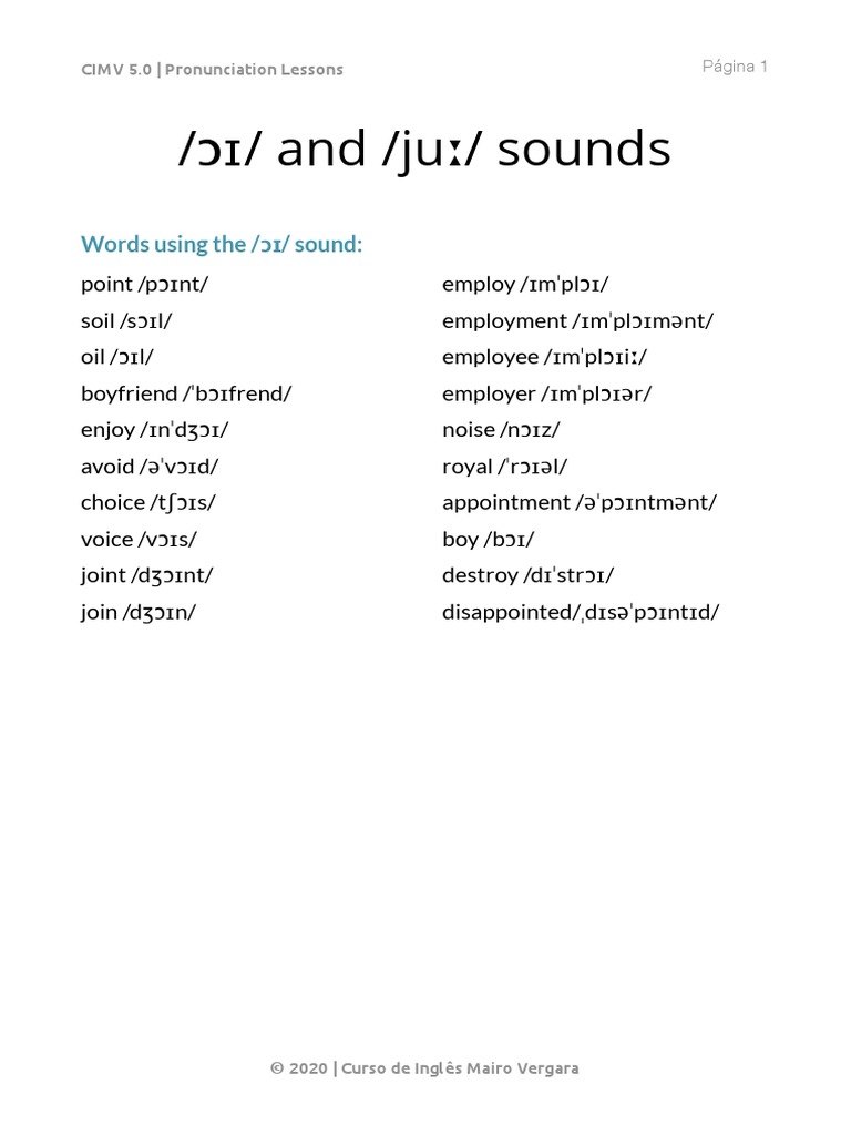 /juː/ Sound Words and Examples | PDF