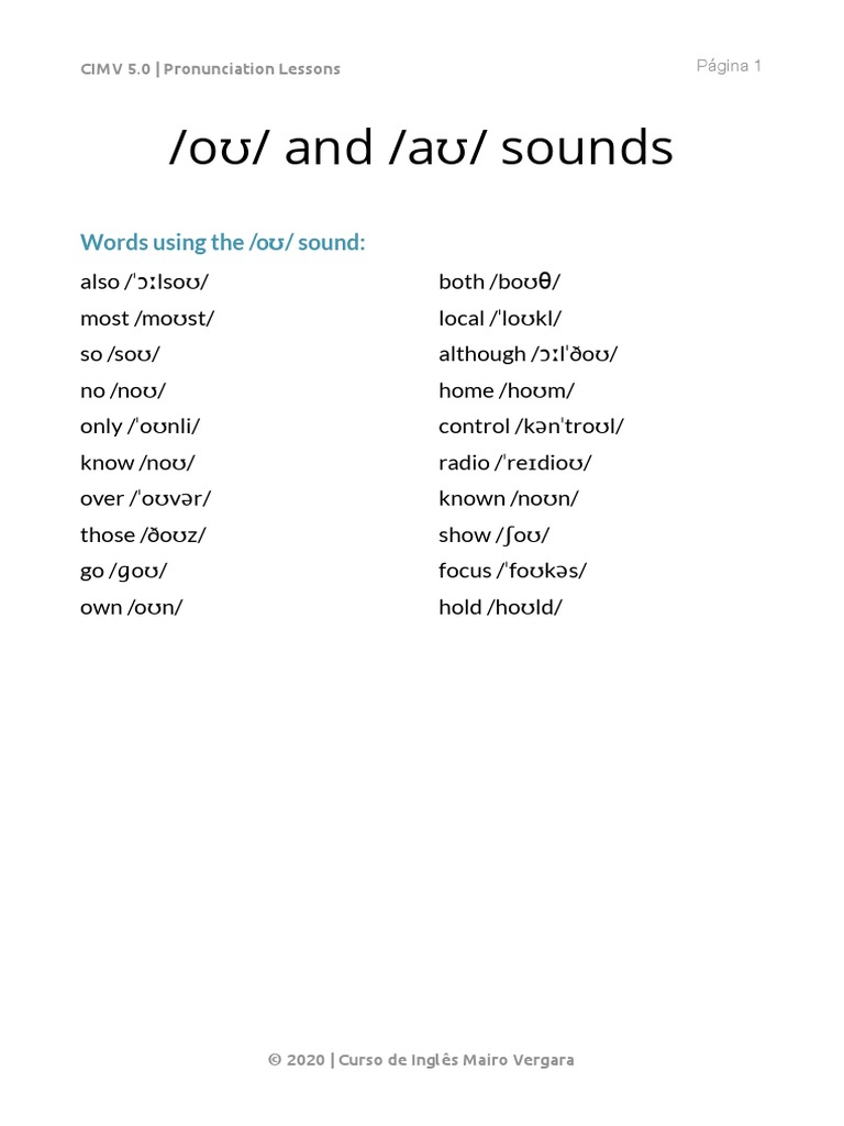 Pronunciation Lesson 11 - o - and A - Sounds | PDF