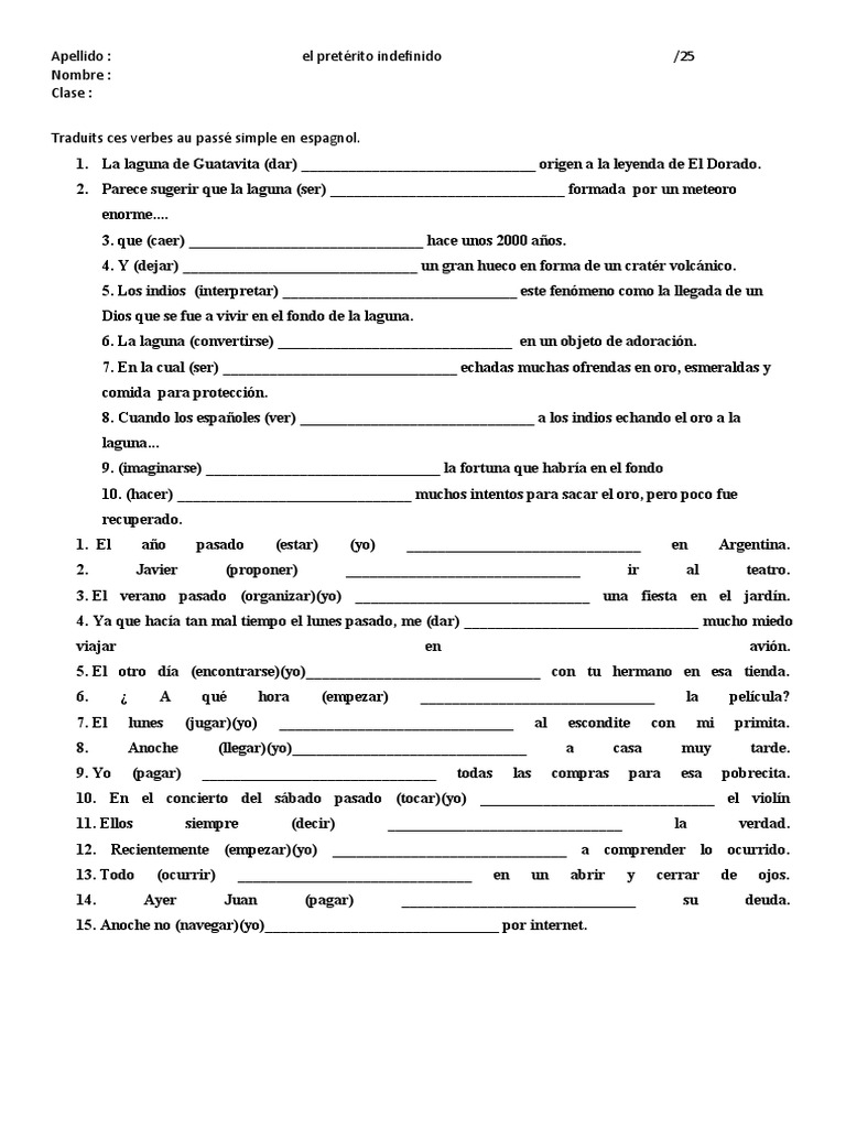 Interro Passe Simple | PDF