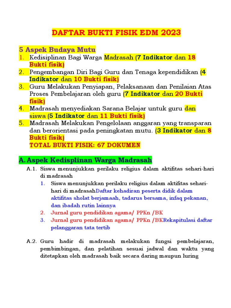 Daftar Bukti Fisik Edm 2023 | PDF | Karier & Perkembangan