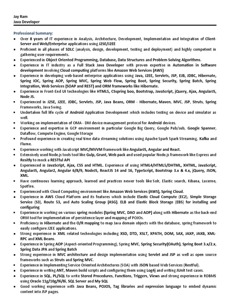 Jay Ram - Java Developer | PDF