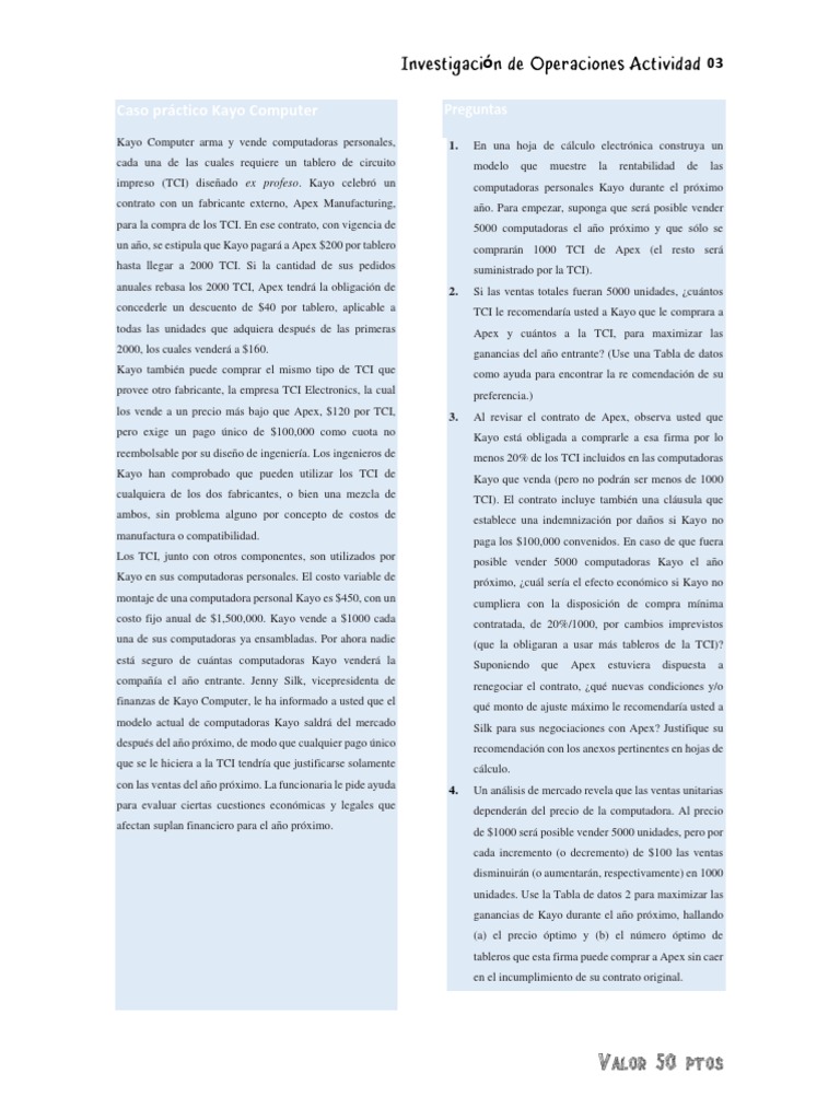 Actividad 3 Ejercicio Caso Práctico Kayo Computer | PDF
