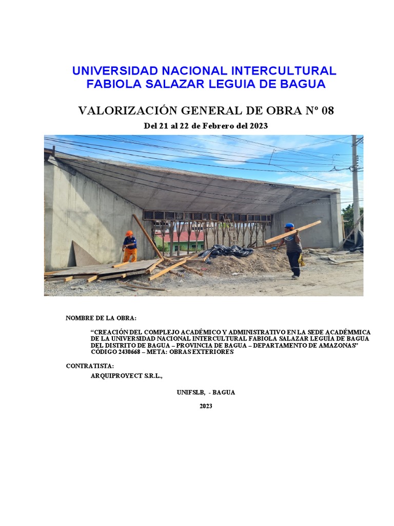 Valor. Gener. Obra #08 - 2023 o | PDF | Hormigón | Materiales