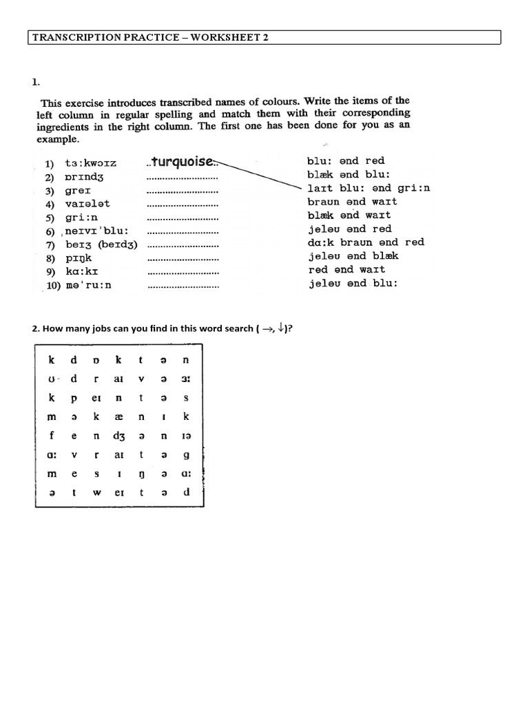 Transcription Practice Handout 2 | PDF
