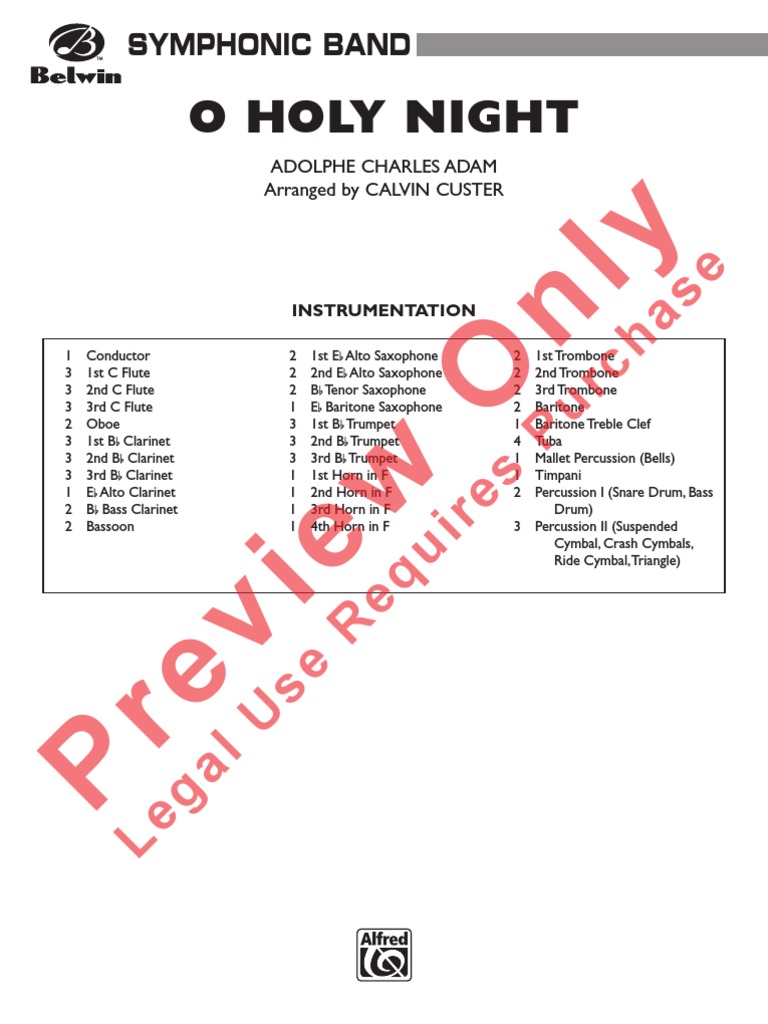 Holy Night by Calvin Custer | PDF | Trombone | Saxophone