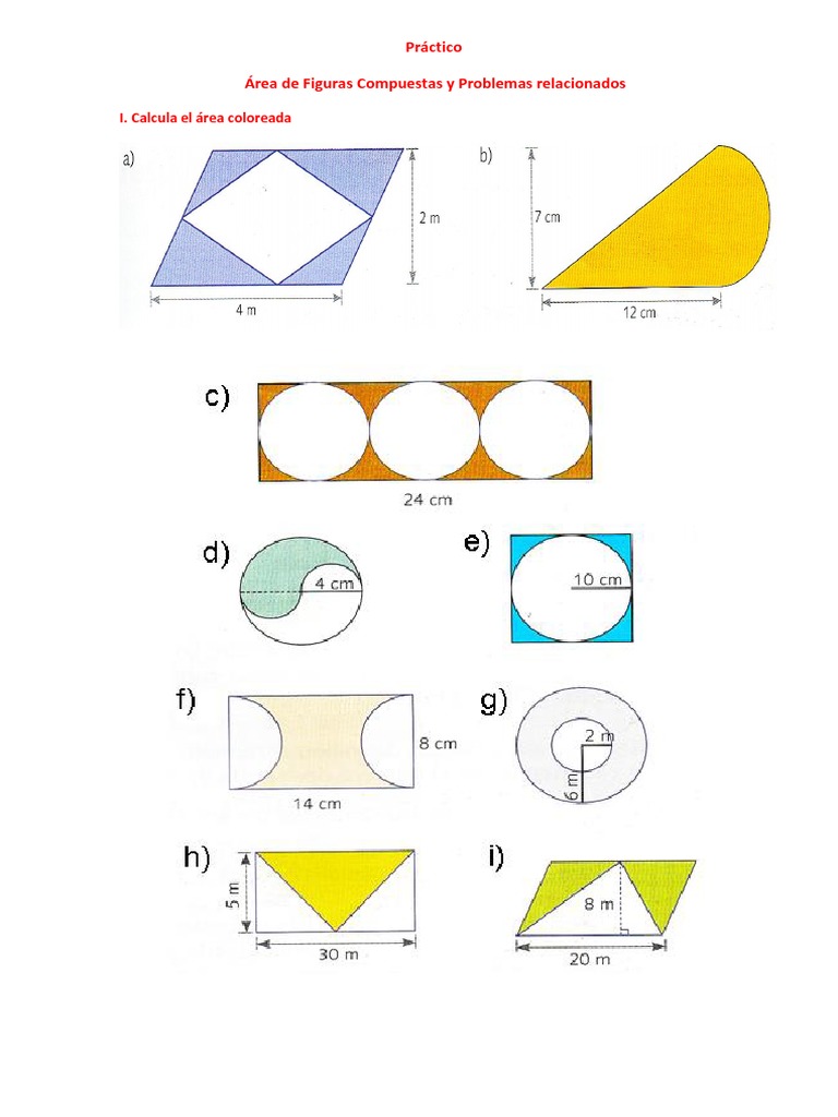 Práctico Área de Figuras Compuestas y Probemas | PDF