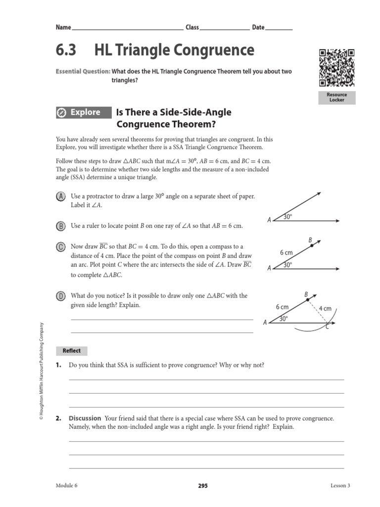 SSA and HL Triangle Congruence | PDF
