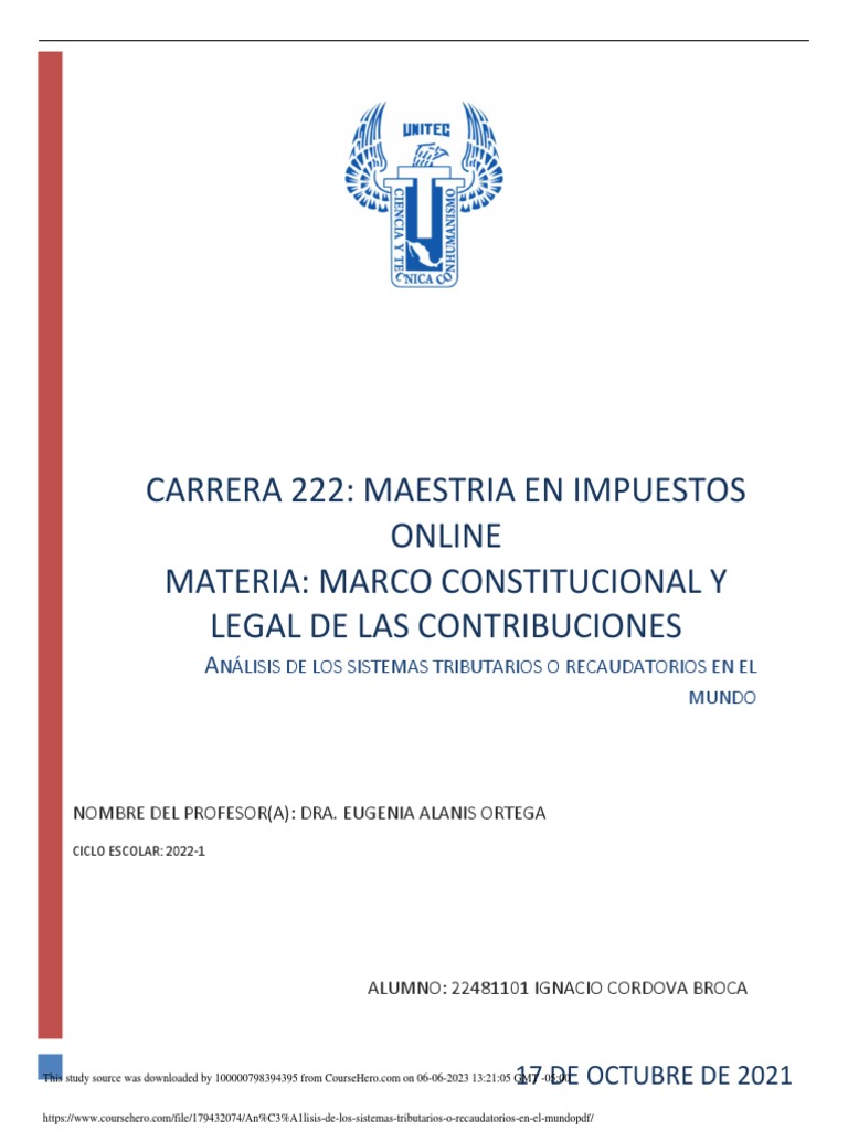 An Lisis de Los Sistemas Tributarios o Recaudatorios en El Mundo.pdf | PDF | Impuestos | America ...