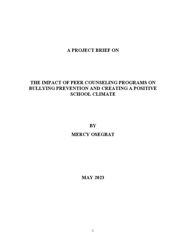 Peer Counseling's Role in Bullying Prevention | PDF