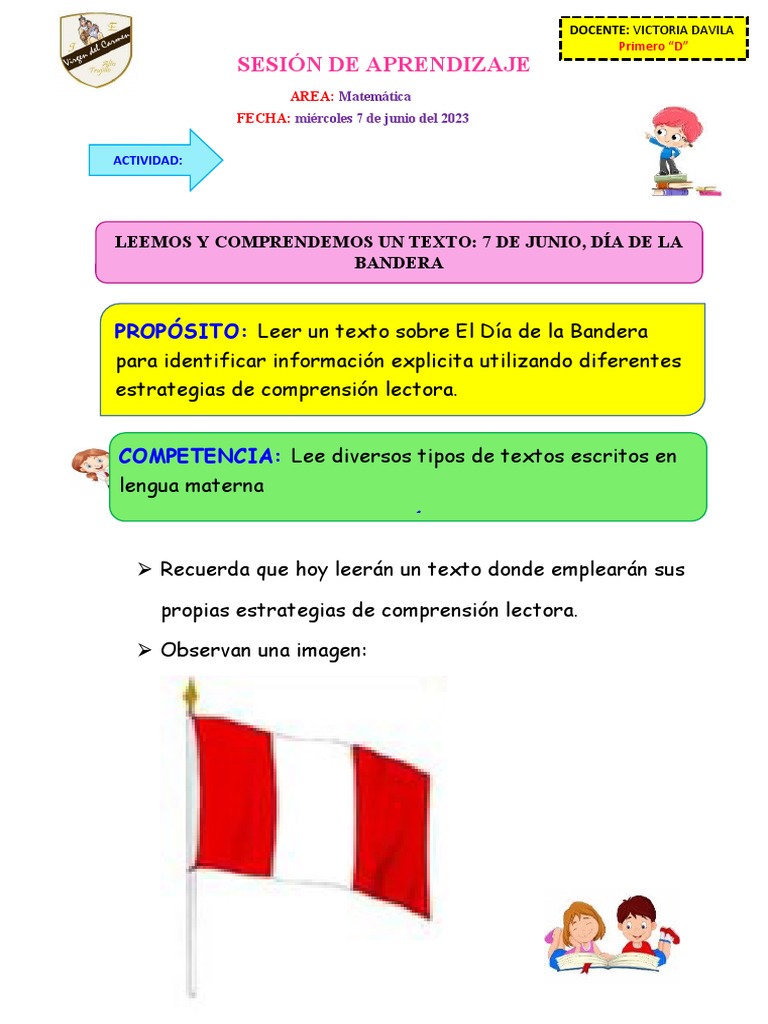Comprensión Lectora: Día de la Bandera | PDF | Comprensión lectora ...
