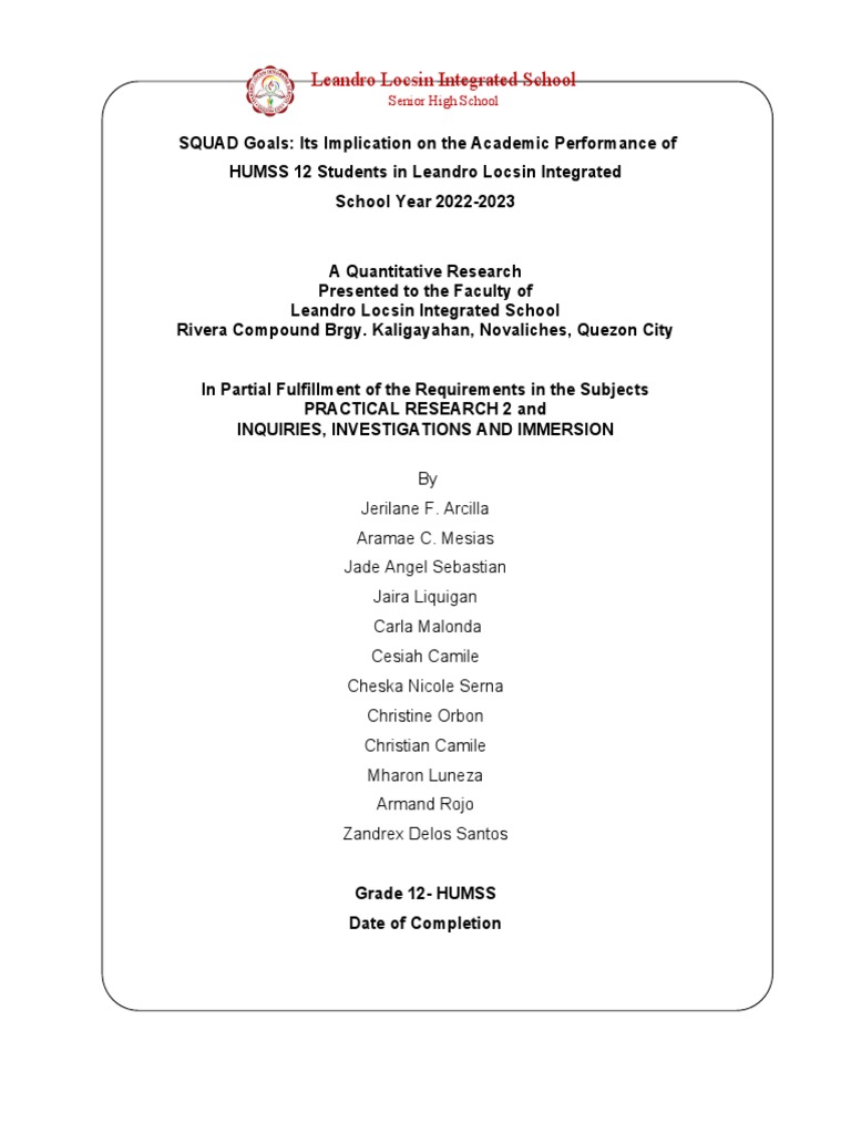 Quantitative Research Template Chapters 1 3 Quarter 3 | PDF | Sampling ...