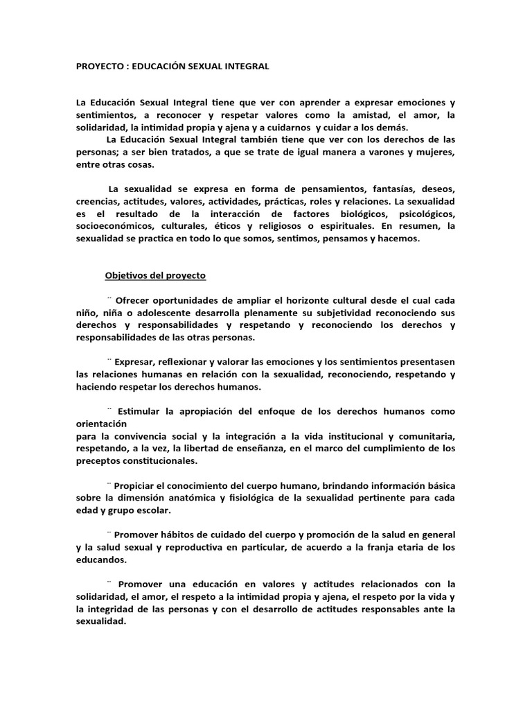 Proyecto Educac Sex Pdf