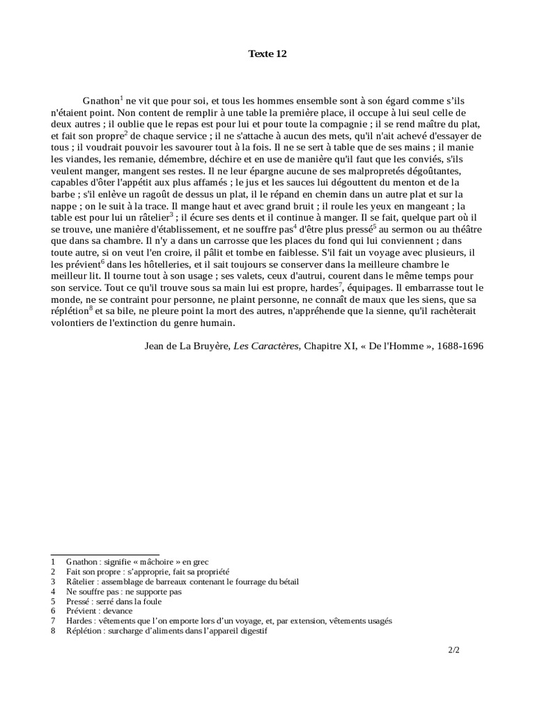 Texte 12 Gnathon La Bruyère | PDF