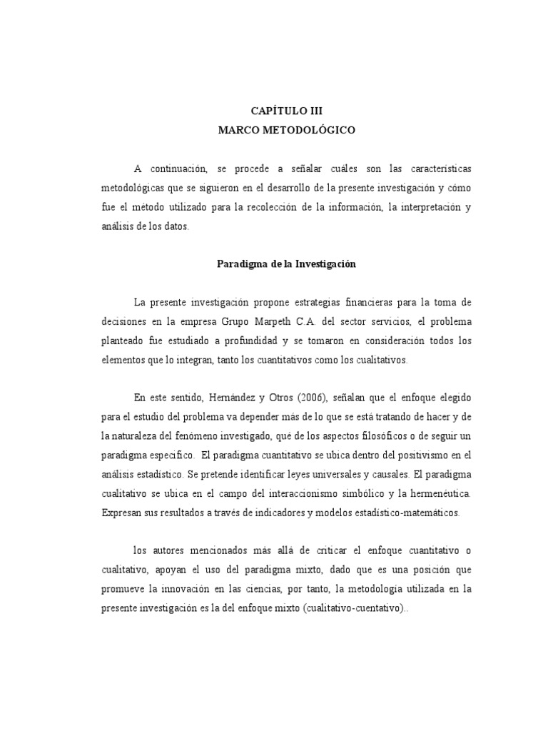 CAPITULO III | PDF | Investigación cuantitativa | Estado financiero