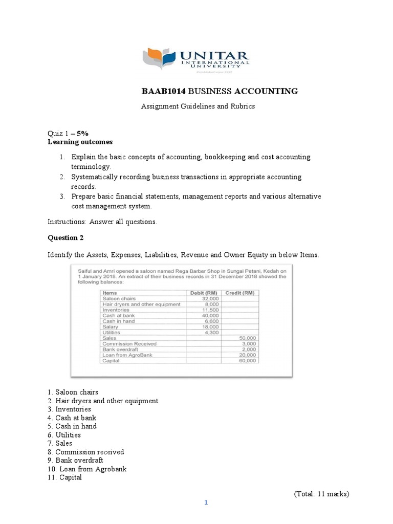 Business Accounting Assignment Overview | PDF | Expense | Equity (Finance)