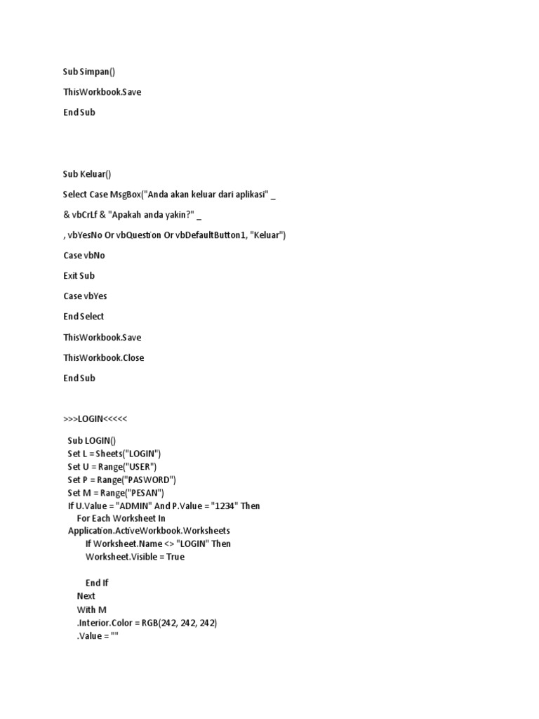 Coding Simpan Dan Keluar | PDF