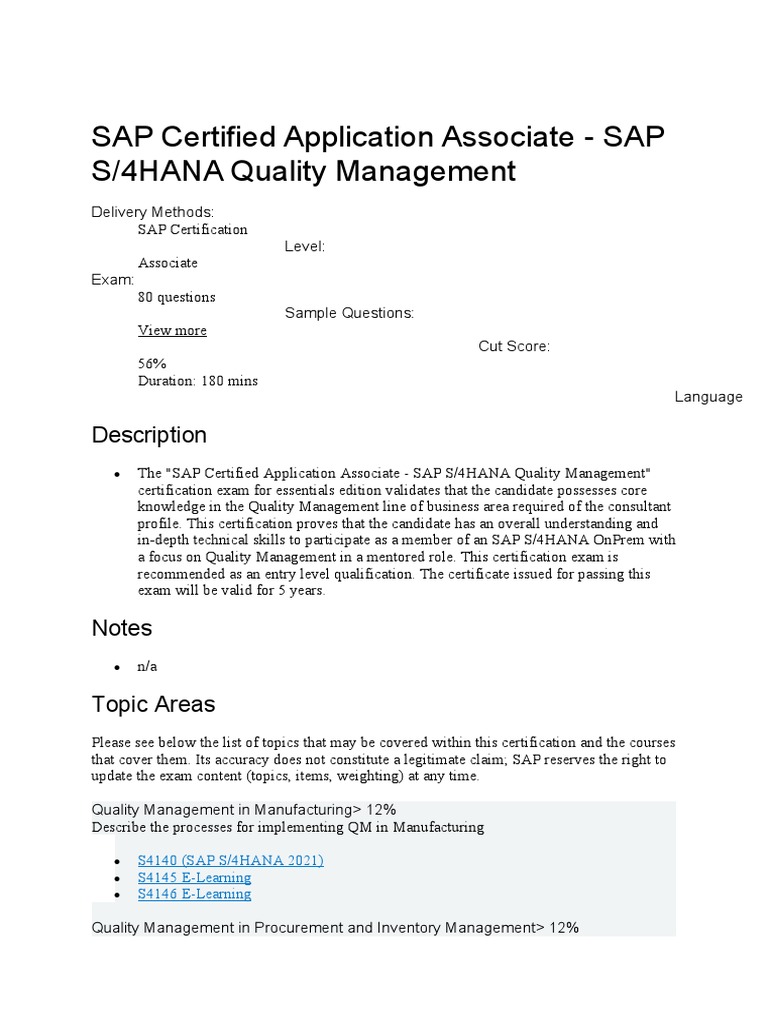 Sap QM | PDF