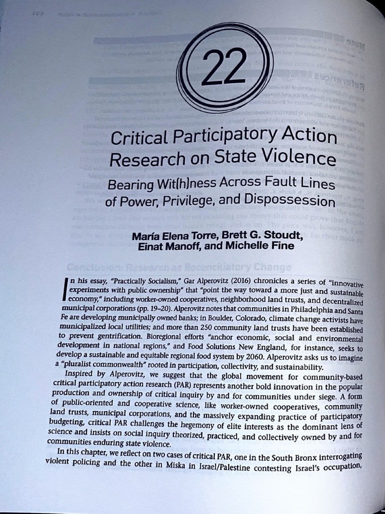 Critical Participantory Action Research On State Violence: Bearing Wit ...