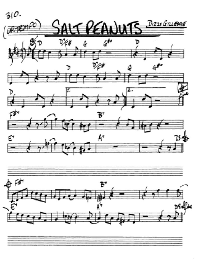 The Real Book of Jazz Salt Peanuts Sheet Music For Alto Saxophone 10648 | PDF