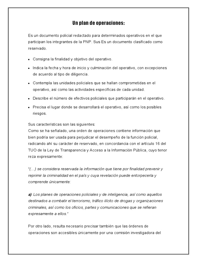 Un Plan de Operaciones | PDF