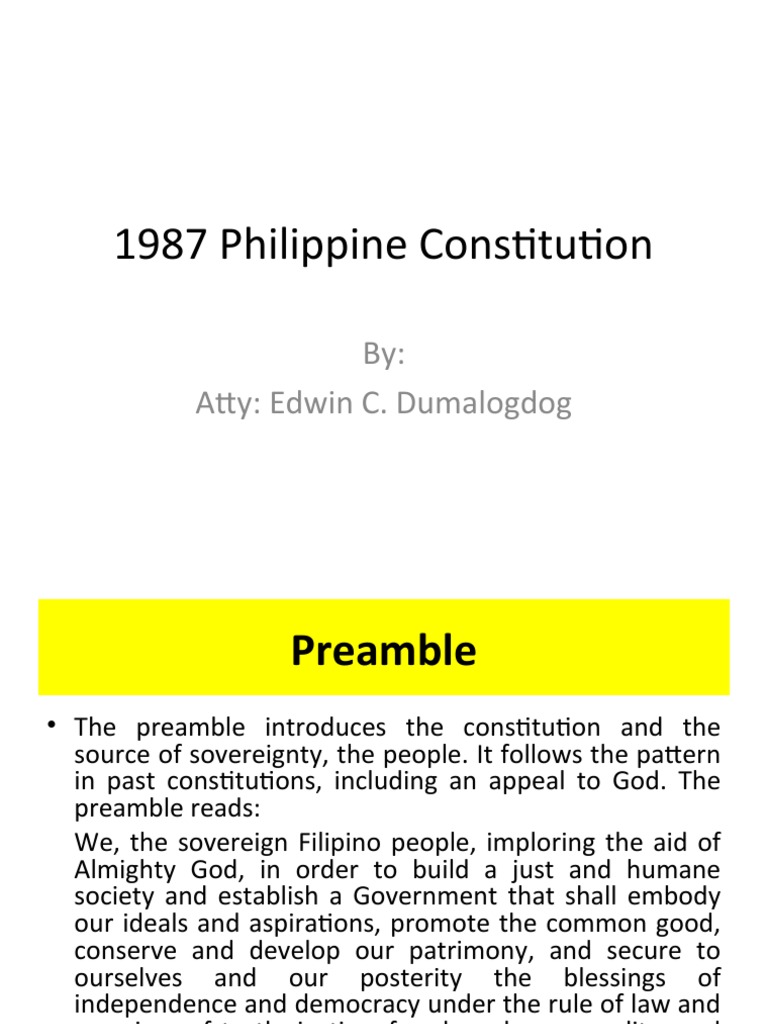 1987 Philippine Constitution | PDF | American Government | Presidents ...