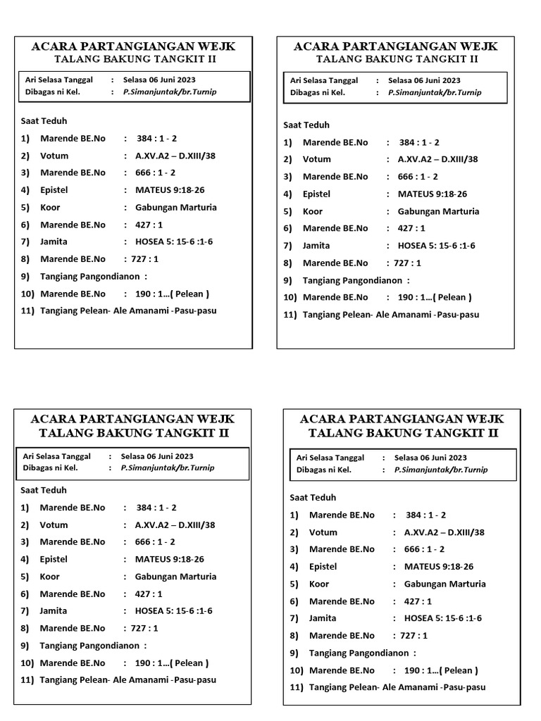 Acara Partangiangan | PDF