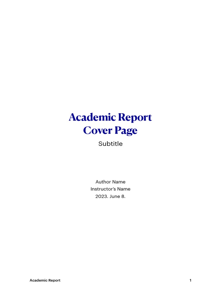 Academic Report Cover Page: Subtitle | PDF