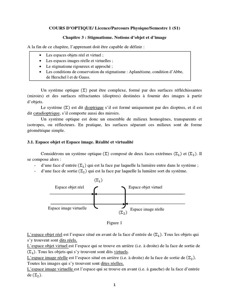 Introduction au Stigmatisme Optique | PDF | Indice de réfraction | Optique