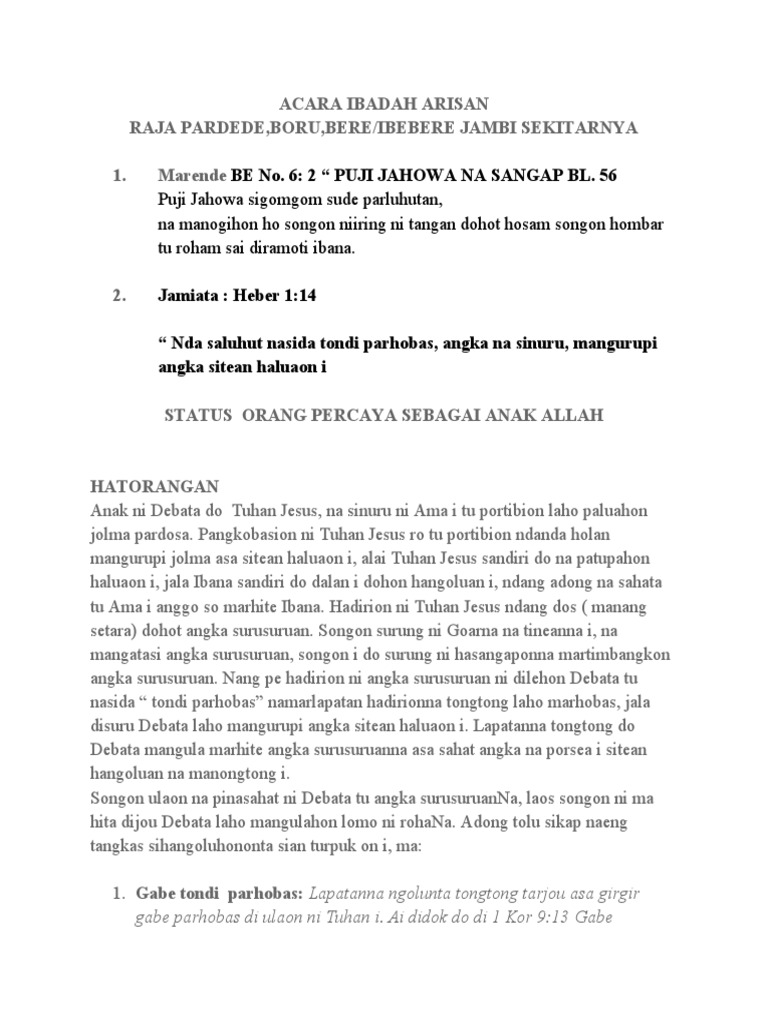 Tata Ibadah Arisan Marga Batak | PDF