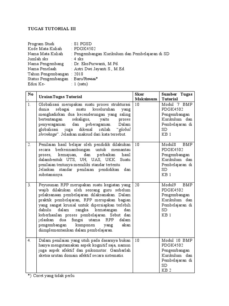 Tugas Tutorial III | PDF | Karier & Perkembangan