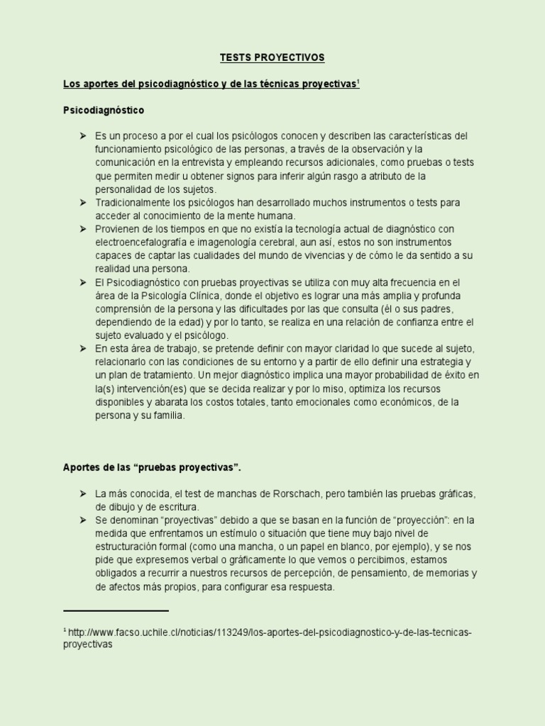 Tests Proyectivos 02 | PDF | Sicología | Pruebas psicologicas