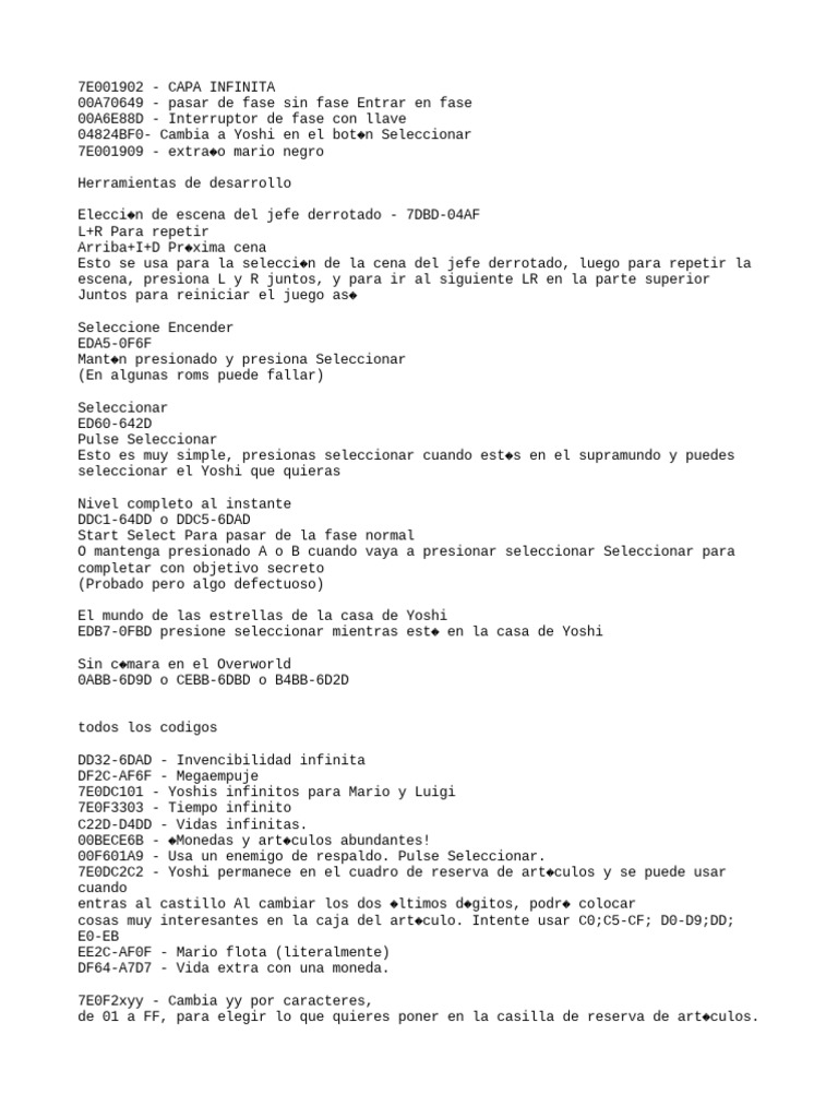 Códigos Super Mario World by EFV | PDF | Mario | Franquicias de Nintendo