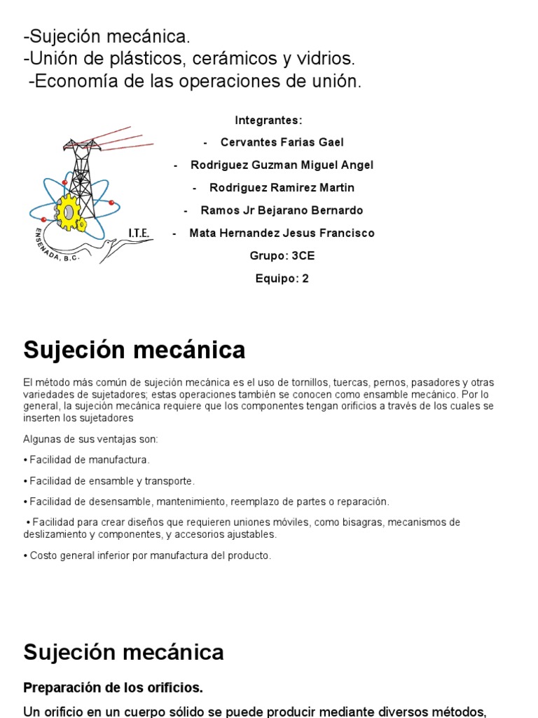 Unión y sujeción de plásticos y vidrios | PDF | Tornillo | El plastico
