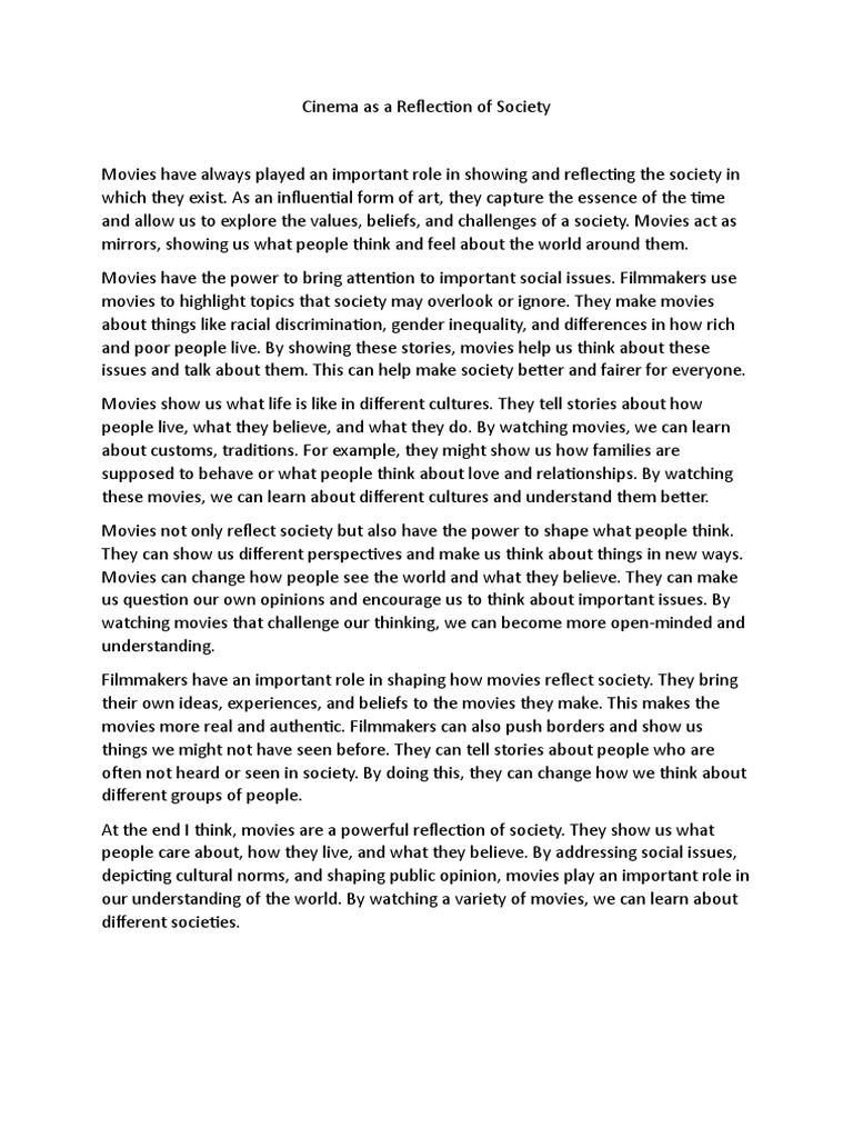 Cinema As A Reflection of Society | PDF | Social Science