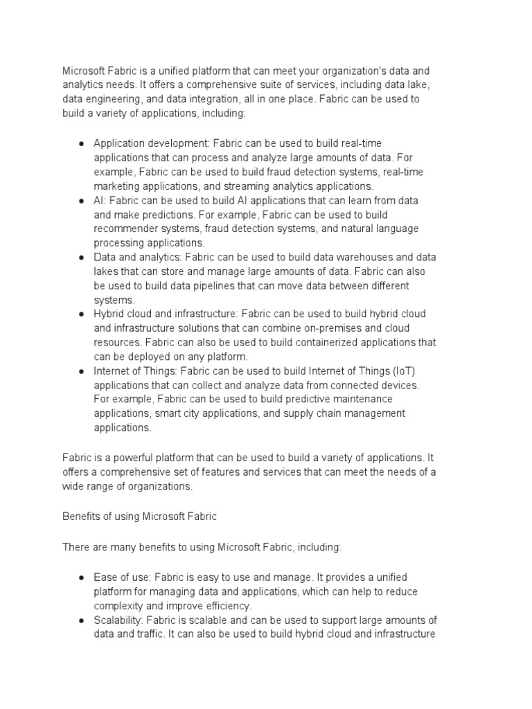 Application of Microsoft Fabric | PDF | Internet Of Things | Cloud ...