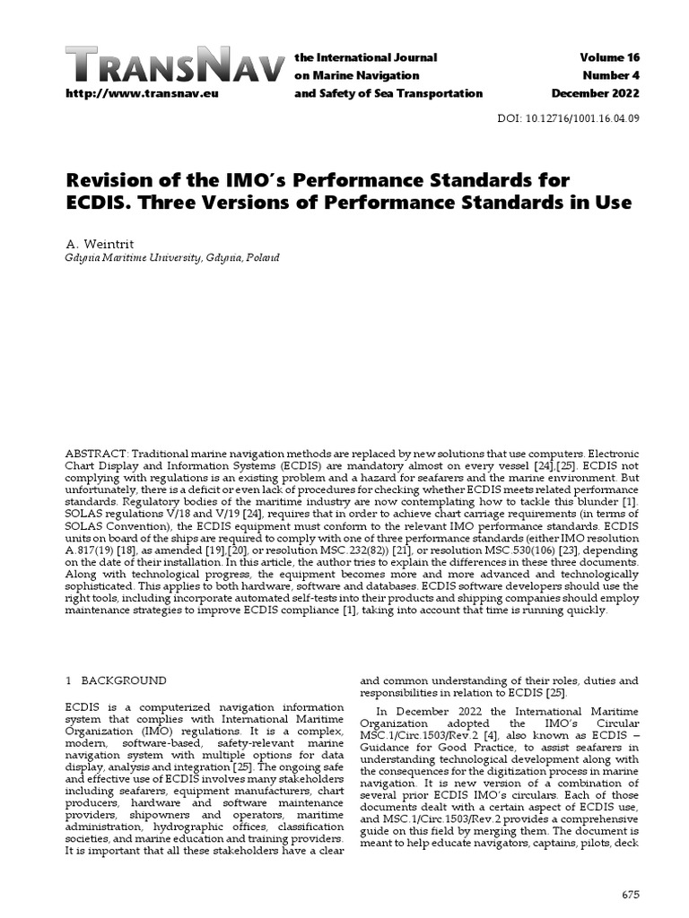 Revision of The IMO's Performance Standards For ECDIS. | PDF | Navigation