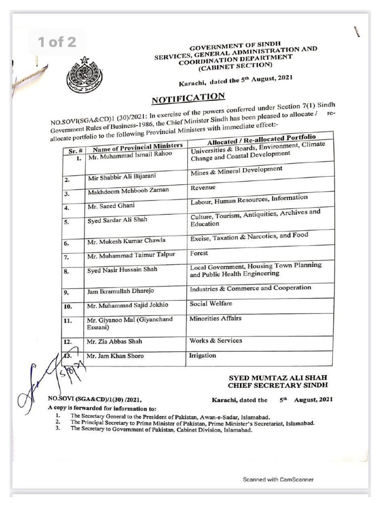 Government of Sindh, Services General Administration & Coordination ...