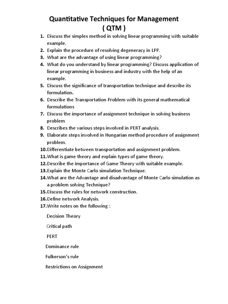 theory for qtm | PDF