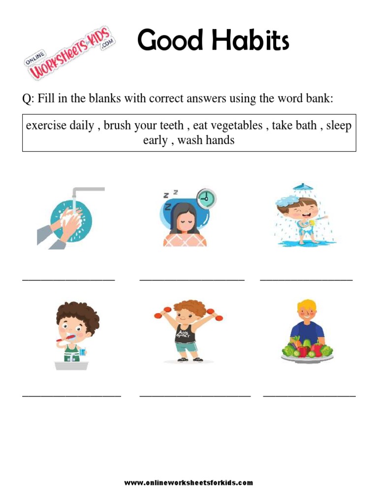 Good Habits Worksheet for Kids | PDF | Career & Growth | Self-Improvement