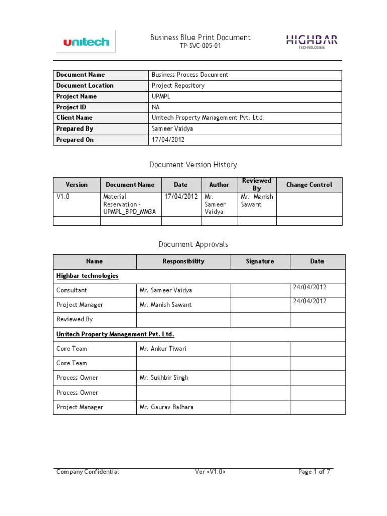 UPMPL - BPD - MM3A - Material Reservation - V1 0 | PDF | Specification ...