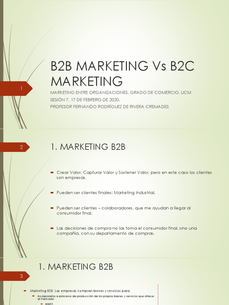 Comparativa entre Marketing B2B y B2C | PDF | Marketing | Mercado ...