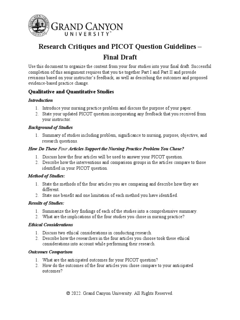 Nursing Research & PICOT Guide | PDF
