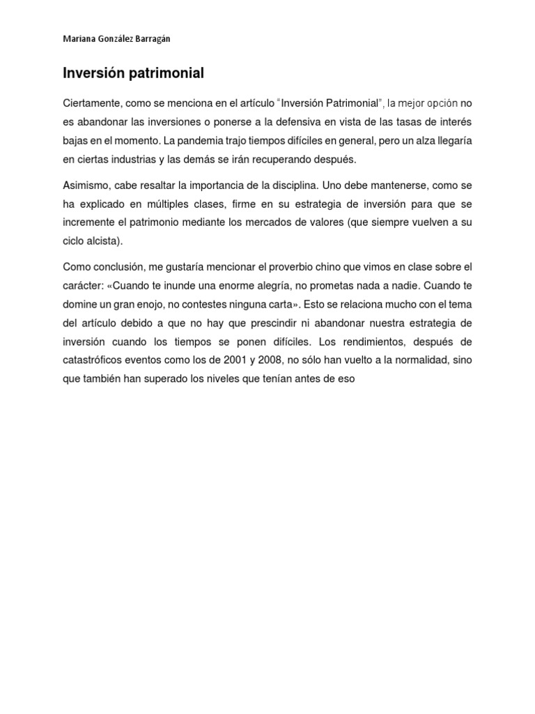 Inversión Patrimonial y Construir Patrimonio - MGB | PDF | Inversiones ...