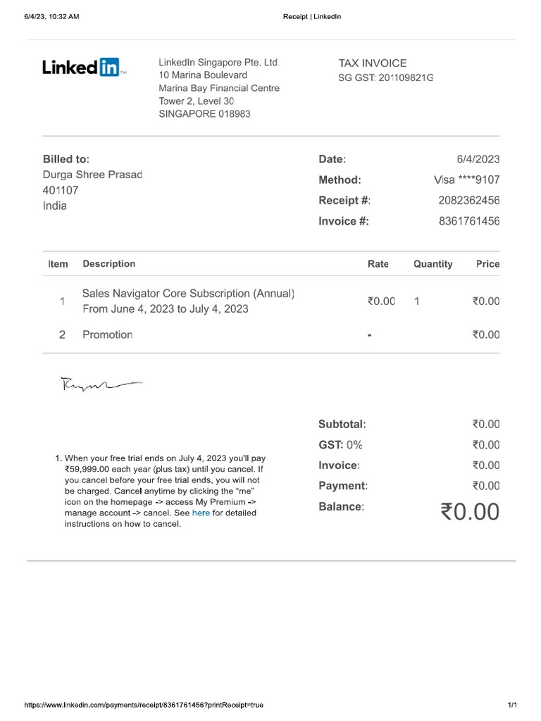 DSP Sales Navigator Invoice | PDF