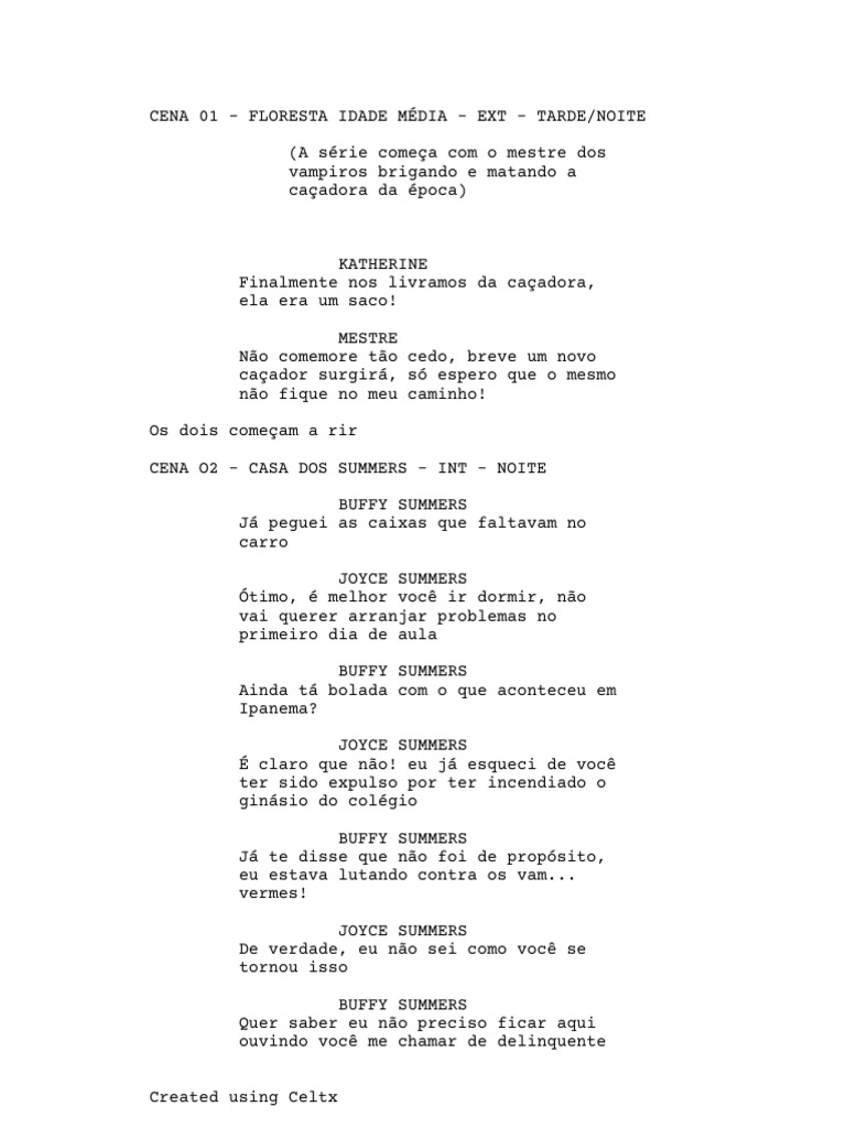 Script Buffy The Vampire Slayer (Corrigido) | PDF | Buffy, a Caça-Vampiros