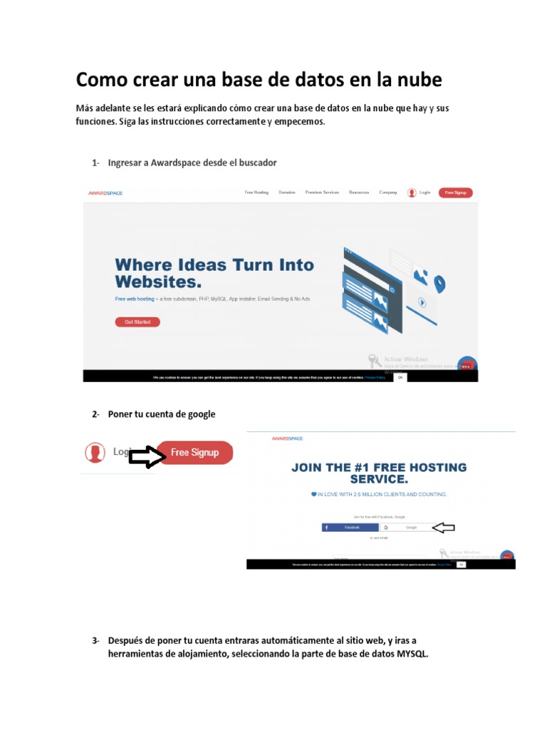 Como Crear Una Base de Datos en La Nube1 | PDF