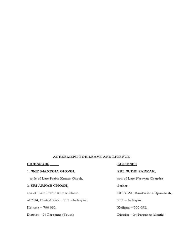 Agreement For Leave and Licence Garage | PDF | License | Landlord