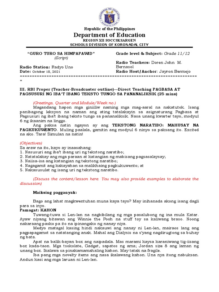 Pagbasa Module 6 | PDF